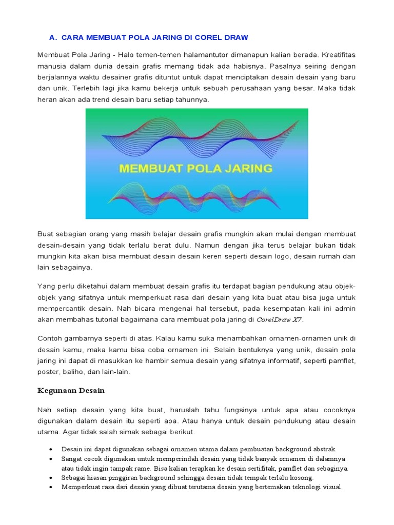 Tutorial Pola Jaring di CorelDraw | PDF