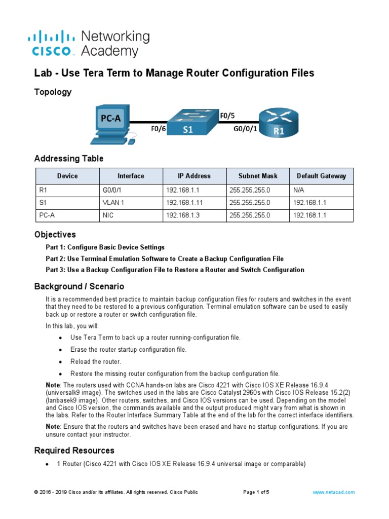 Tera Term Router Configuration Lab | PDF | Router (Computing) | Network ...