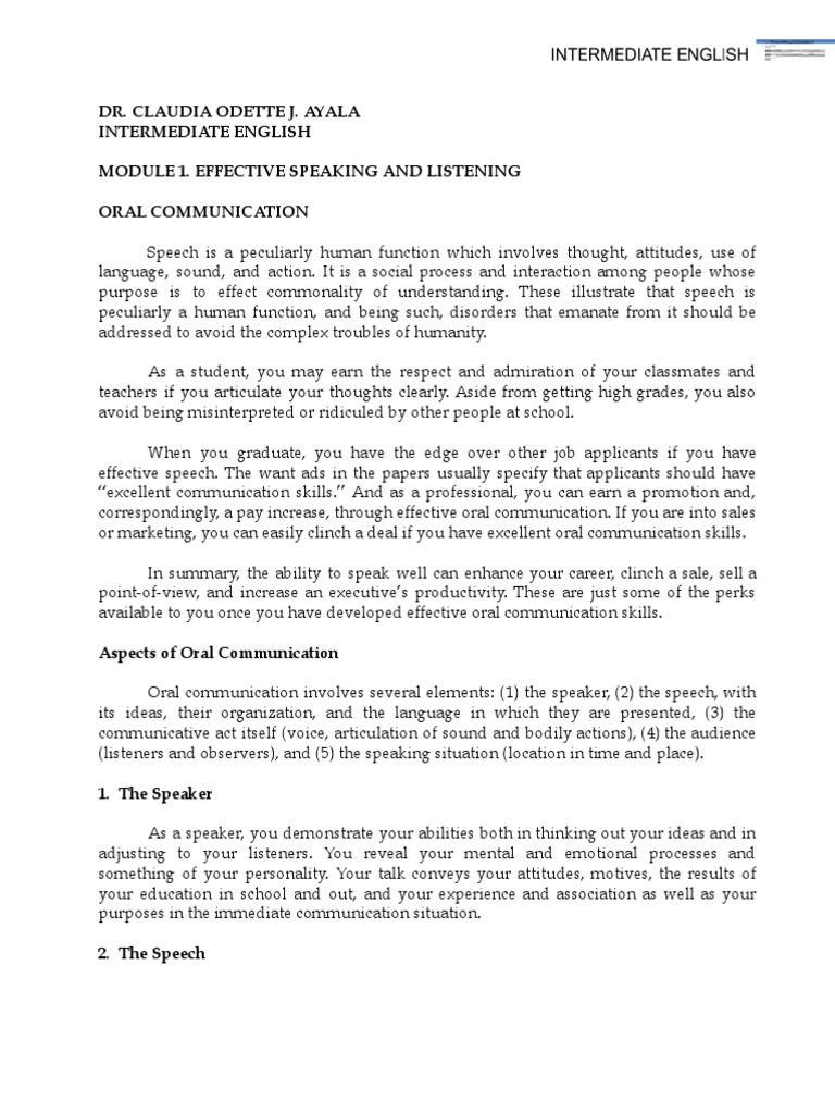 Effective Oral Communication: A Guide to Developing Strong Speaking and ...