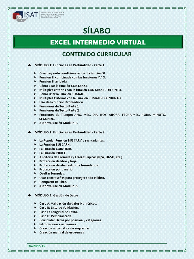 Temario Excel Intermedio | PDF | Microsoft Excel | Software