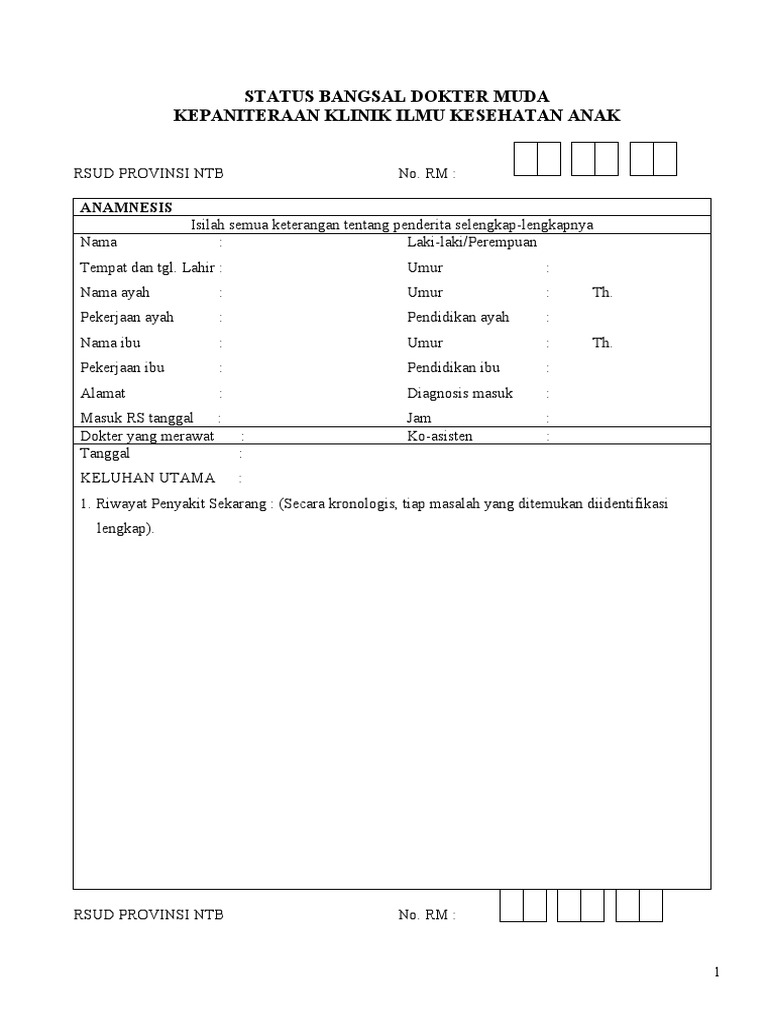 Form Status Bangsal | PDF