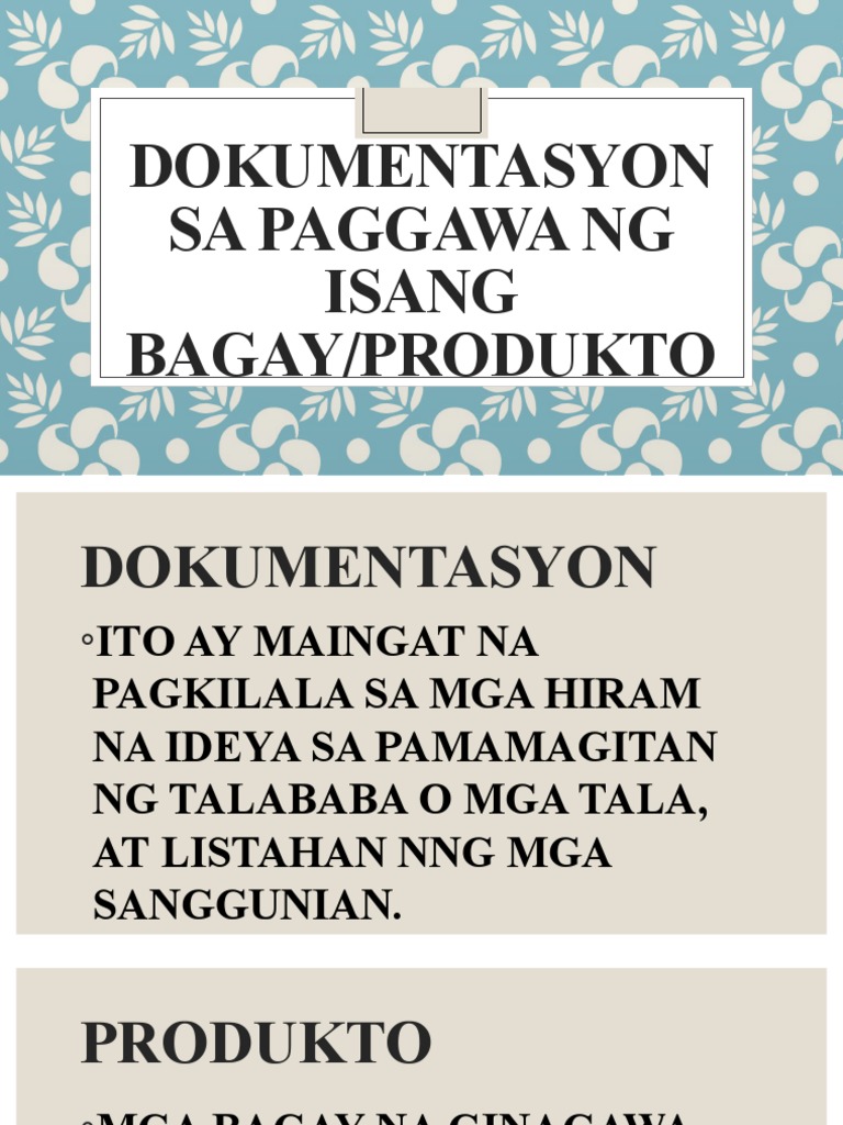 Dokumentasyon Sa Paggawa NG Isang Bagay | PDF