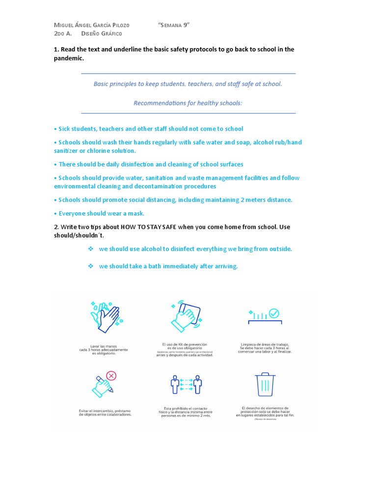 Read The Text and Underline The Basic Safety Protocols To Go Back To ...