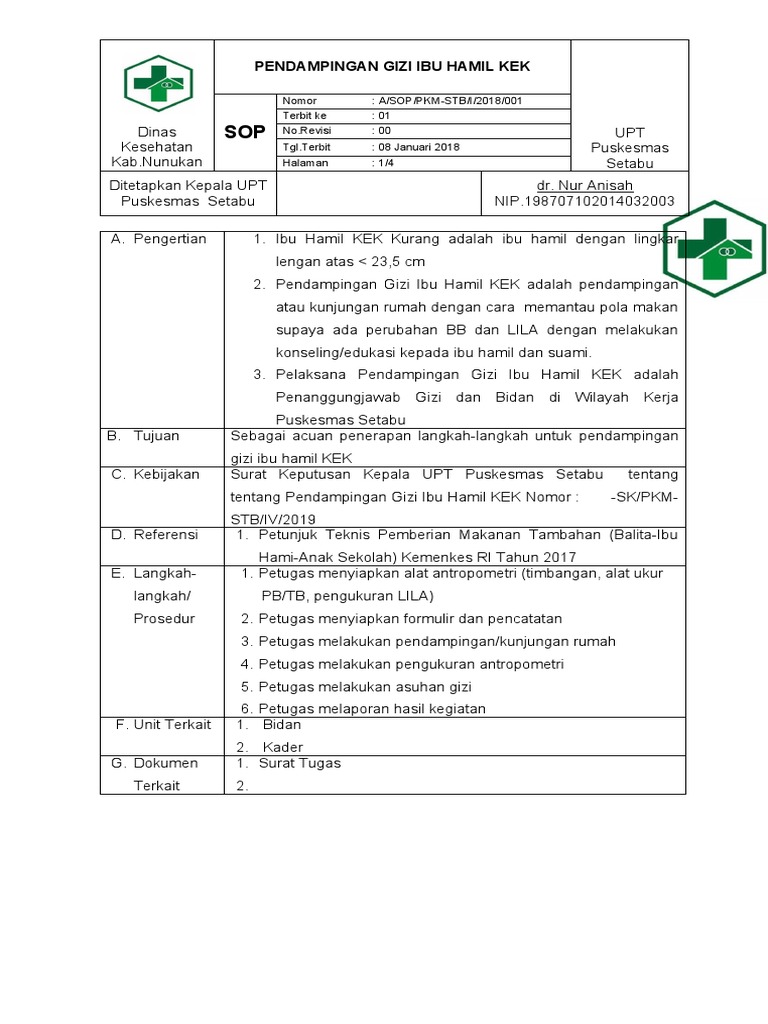 8.sop Pendampingan Gizi Bumil Kek | PDF
