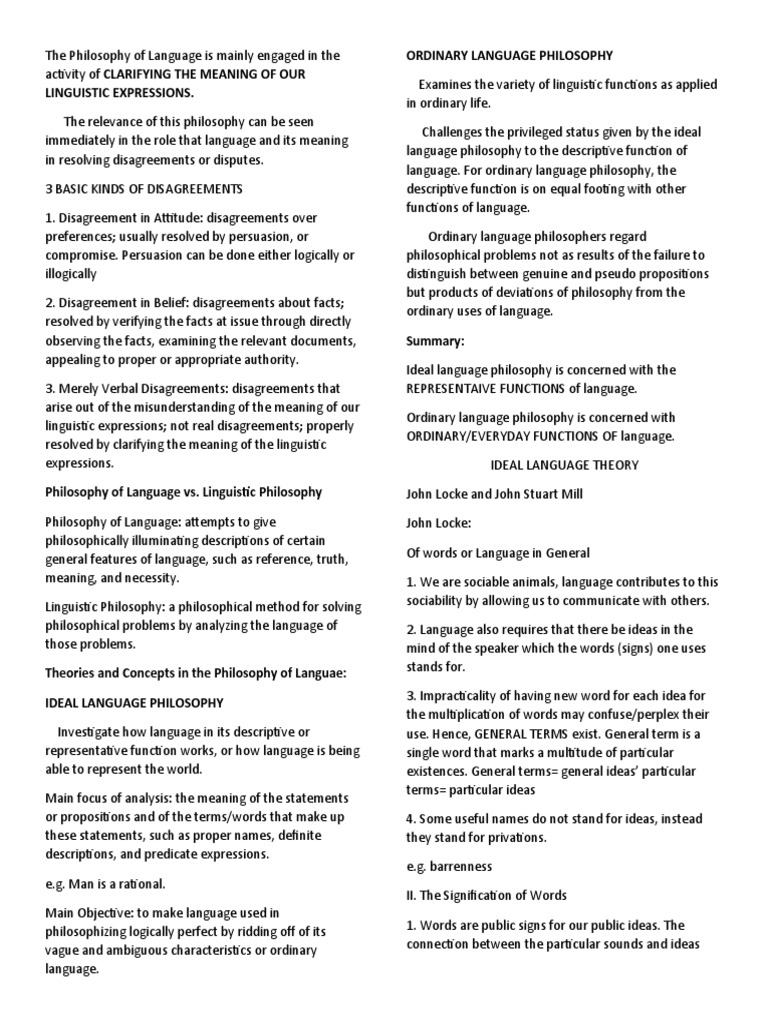 Philo - of Language and Culture Notes | PDF | Philosophy Of Language | Idea