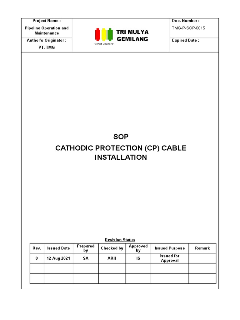 Cathodic Protection Cable Installation-Tmg Ok | PDF | Anode | Rectifier