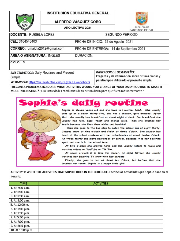 Ciclo 3 Present Simple Daily Routines | PDF | Language Families | Grammar