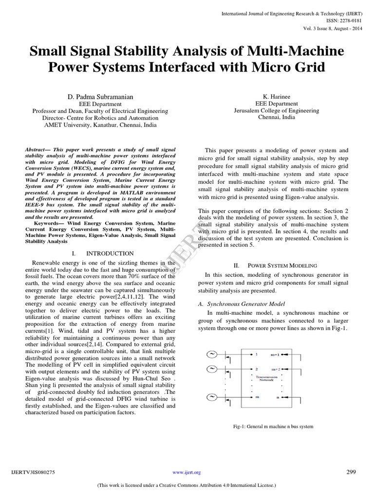 Small Signal Stability Analysis of Multi Machine Power Systems ...