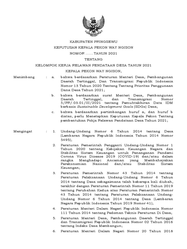 SK Relawan Pemutahiran Data 2021 | PDF