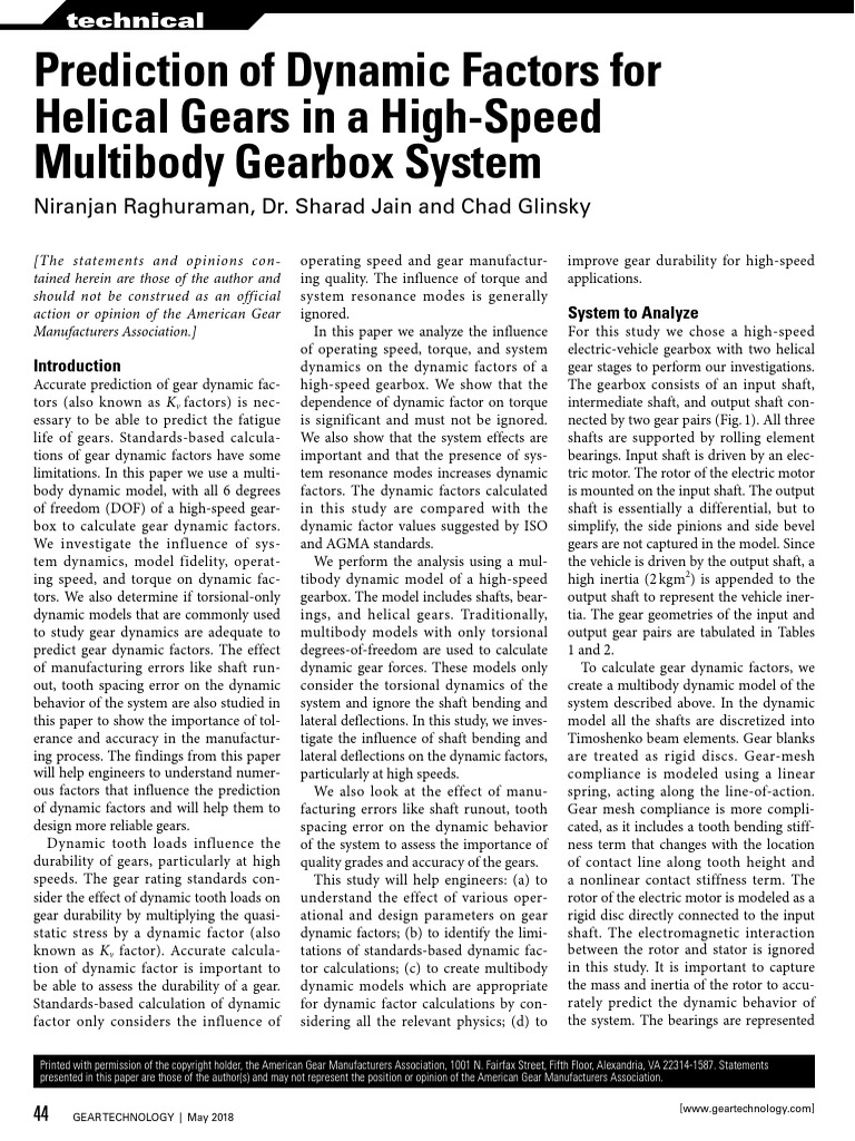 Gear - Dynamic Factors KV | PDF | Gear | Transmission (Mechanics)
