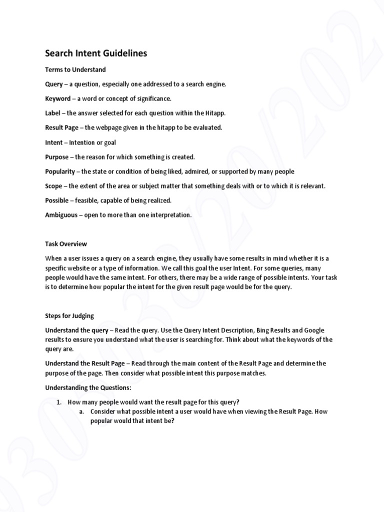 Search Intent Guidelines - 210726 | PDF | Search Engine Optimization ...
