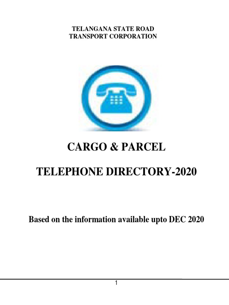 Cargo & Parcel Telephone Directory-2020: Telangana State Road Transport ...