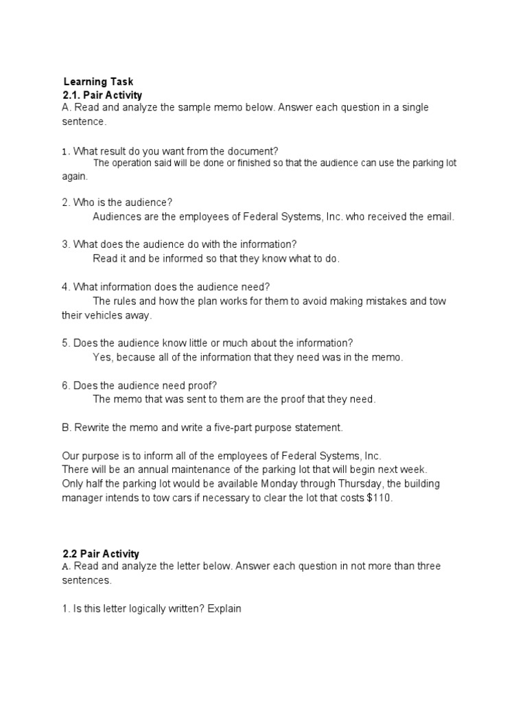 Learning Task 2.1. Pair Activity | PDF | Argument