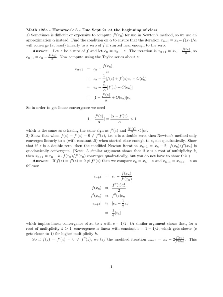 Math 128a - Homework 3 - Due Sept 21 at The Beginning of Class | PDF | Mathematics | Theoretical ...