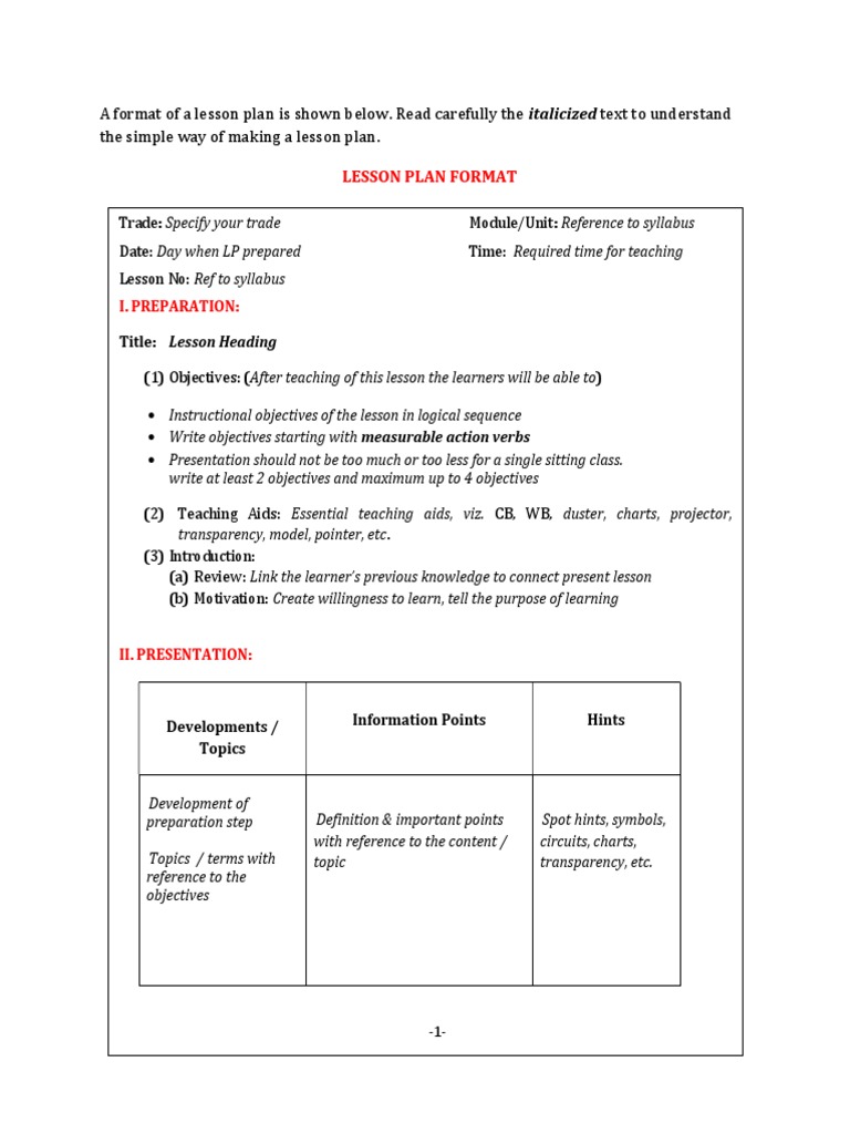 Lesson Plan Demo Plan Formats | PDF | Learning | Lesson Plan