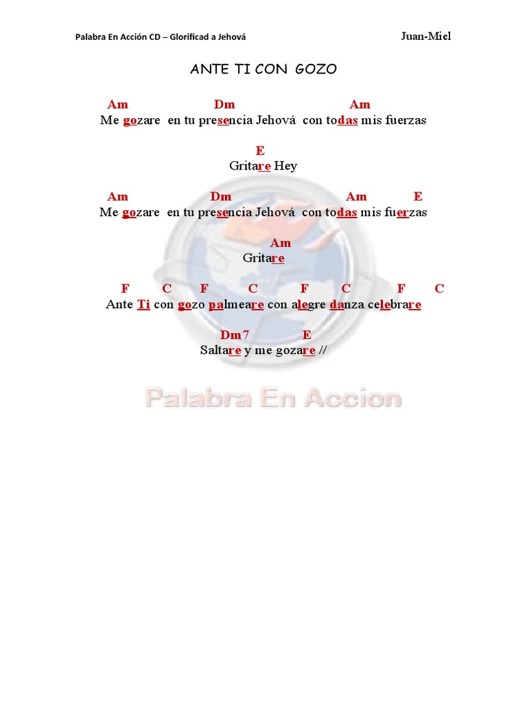 Ante Ti con Gozo - Letra y Acordes | PDF