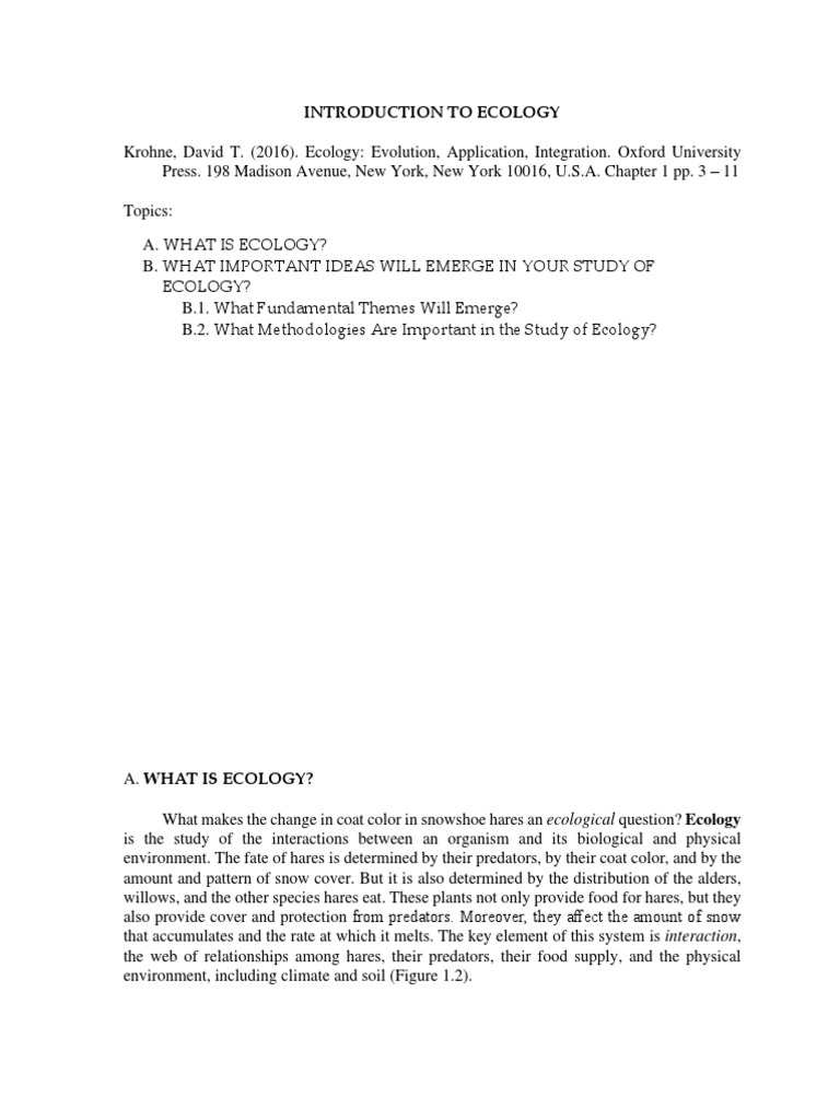 ch.01 - Introduction To Ecology - PDF | PDF | Ecology | Hypothesis