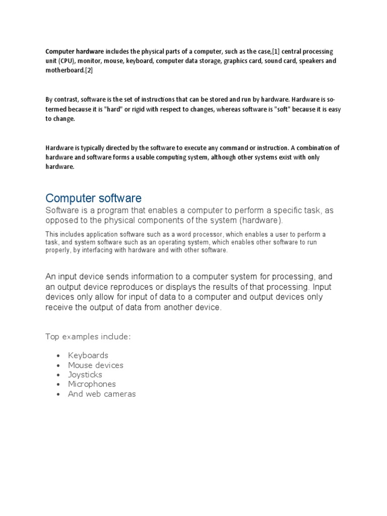 Computer Hardware Includes The Physical Parts of A Computer | PDF