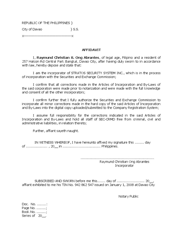 Affidavit - Corrections | PDF | Social Science | Law