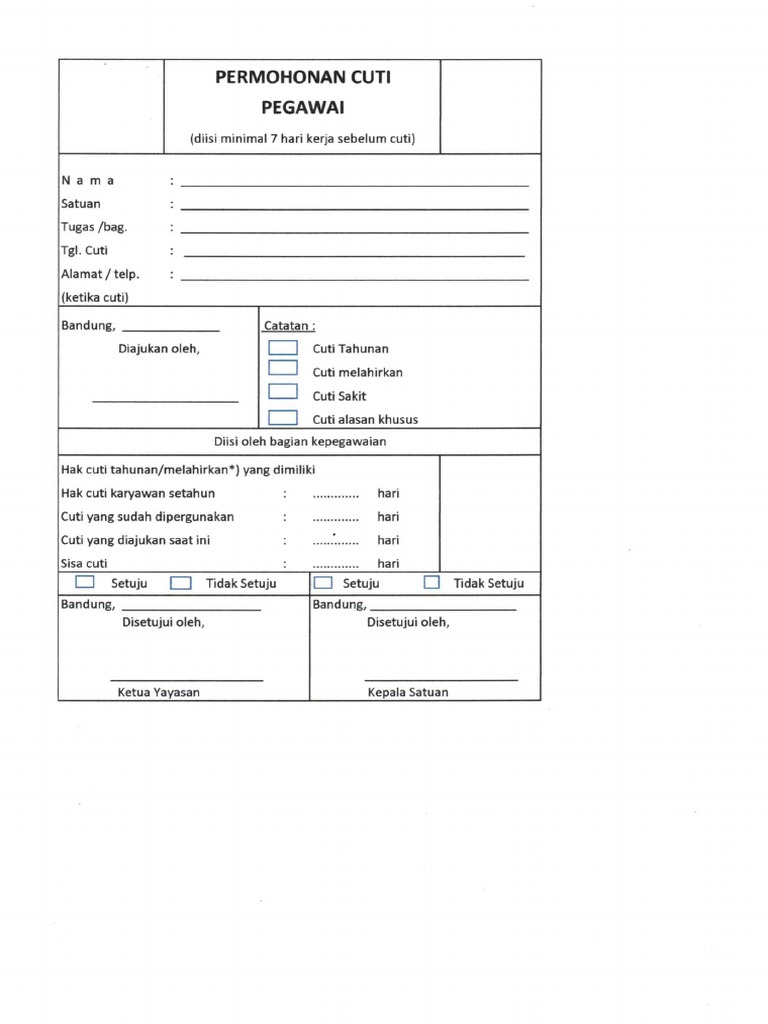 Contoh Form Cuti | PDF