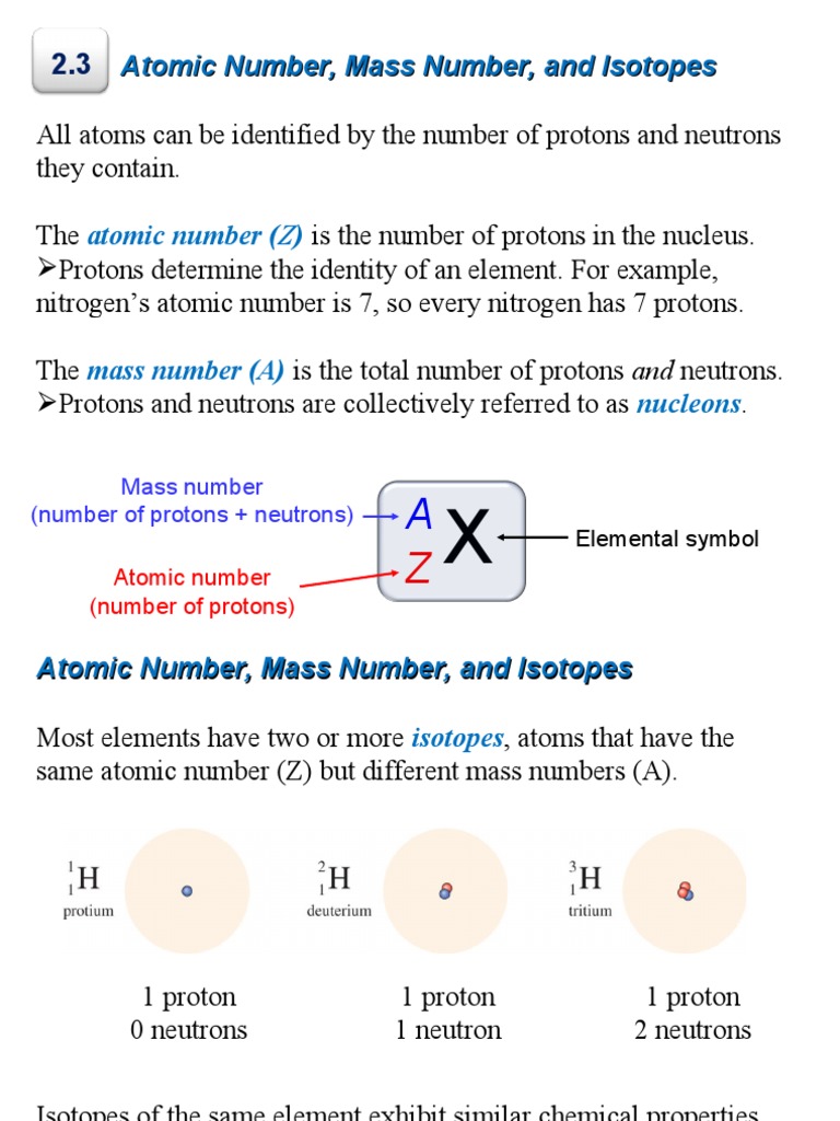 Atomic Number, Mass Number, and Isotopes | PDF | Isotope | Chemical ...