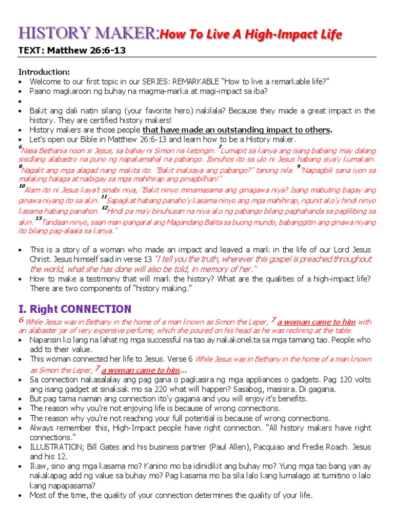 History Maker:: How To Live A High-Impact Life | PDF | New Testament ...