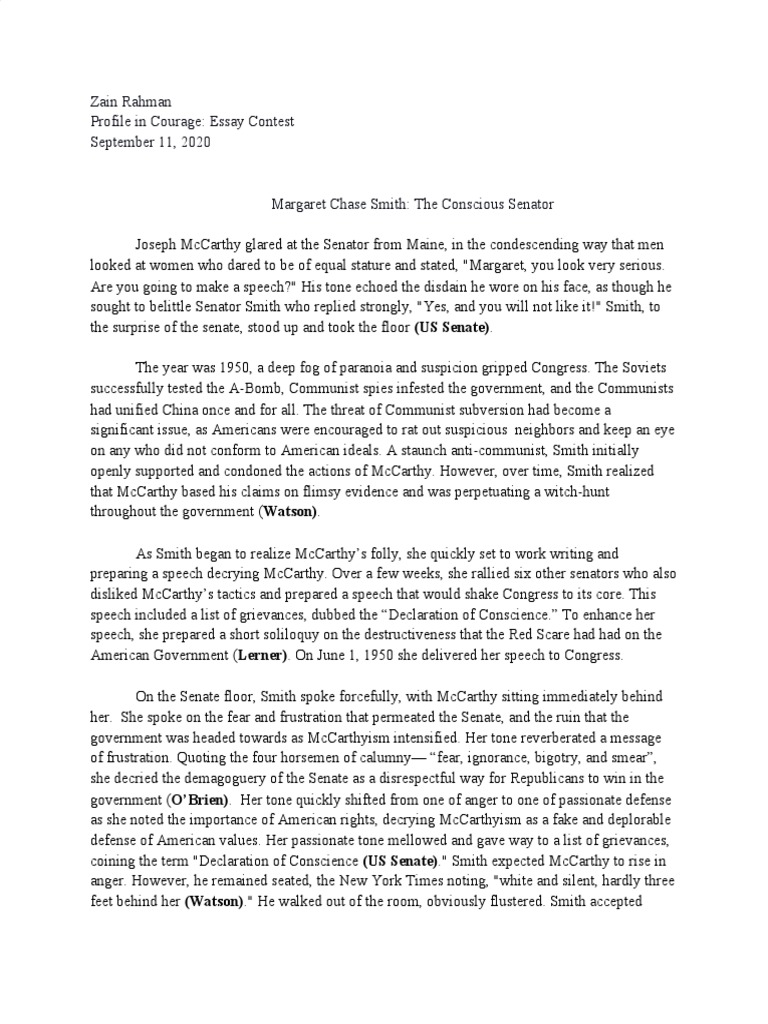Profiles in Courage Essay Contest | PDF | Joseph Mc Carthy | American ...