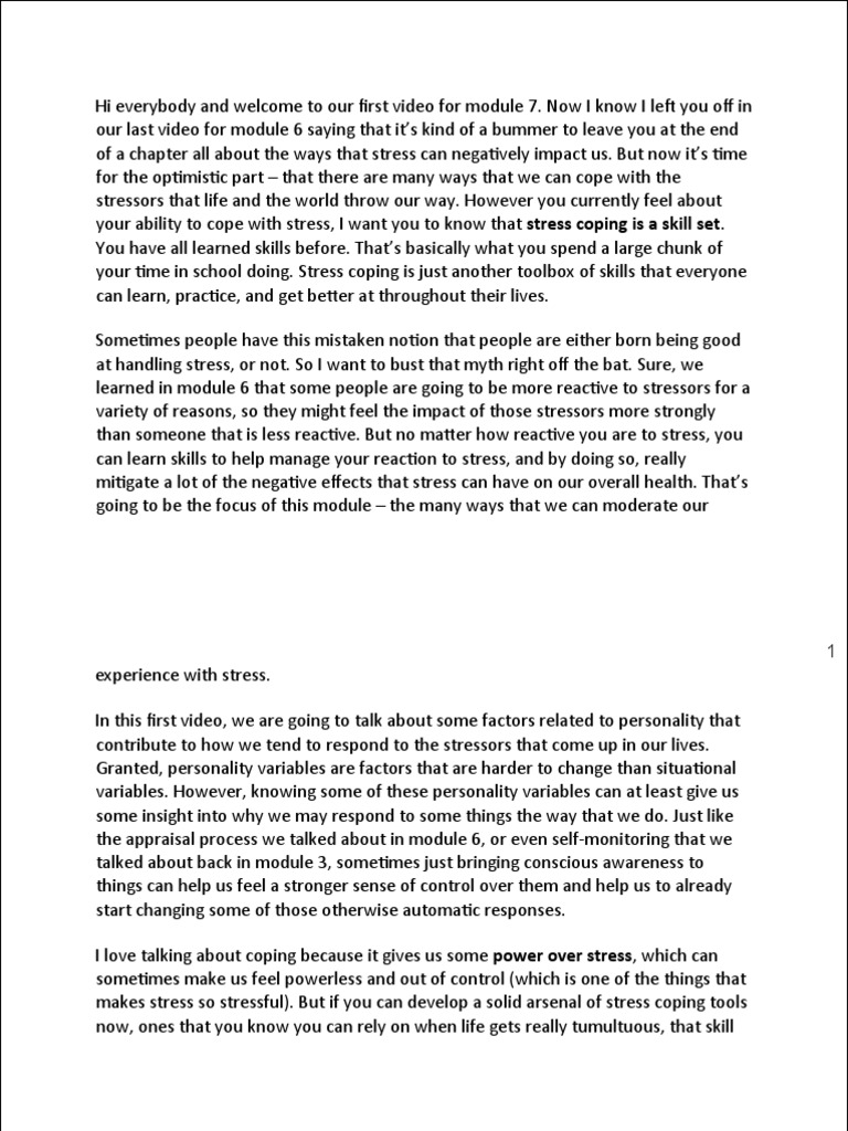Coping with Stress: Personality Factors | PDF | Optimism | Social Support