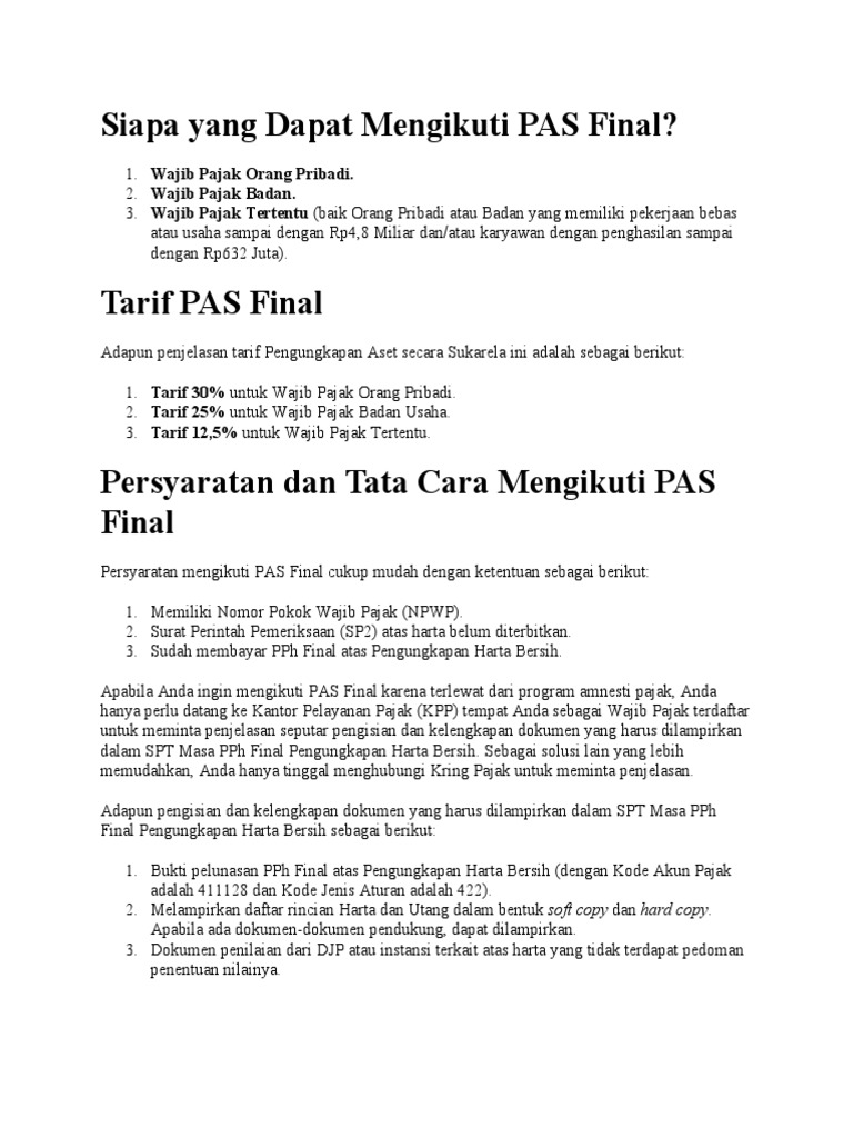 Siapa Yang Dapat Mengikuti PAS Final | PDF | Bisnis | Hukum