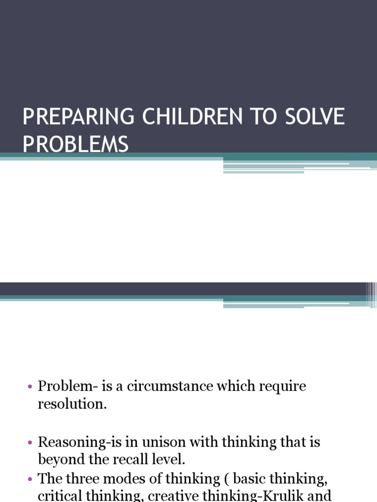 Preparing Children To Solve Problems | PDF | Creativity | Critical Thinking