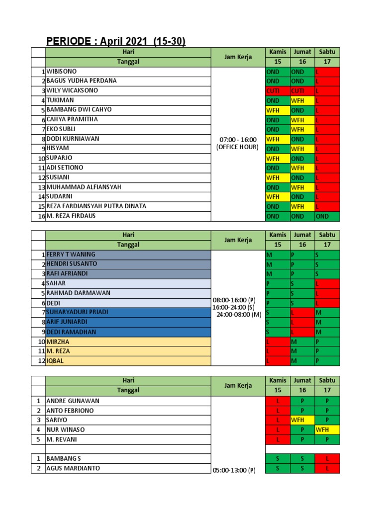 r.2 Jadwal WFH Wfo Dppu Supadio | PDF