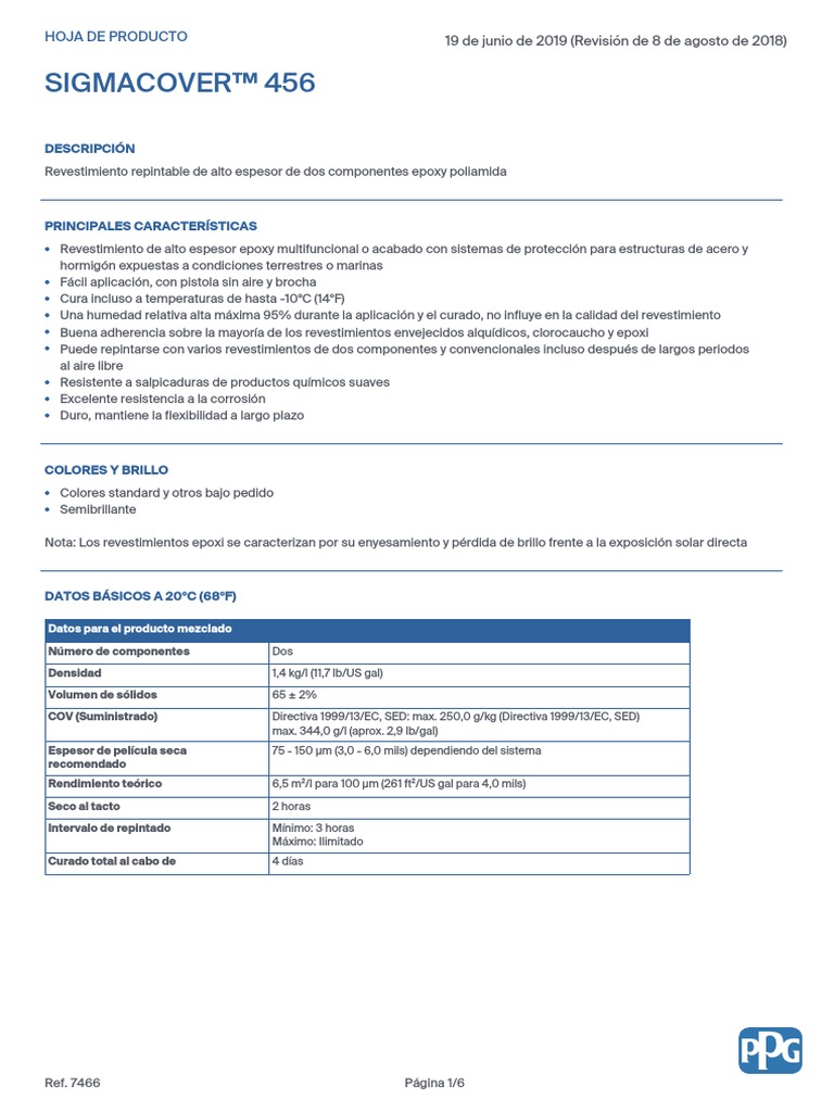 Sigmacover 456 Es | PDF | Epoxy