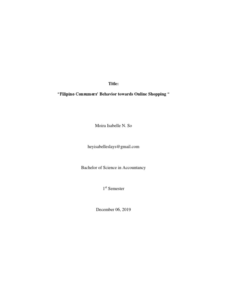 Title: "Filipino Consumers' Behavior Towards Online Shopping " | PDF ...