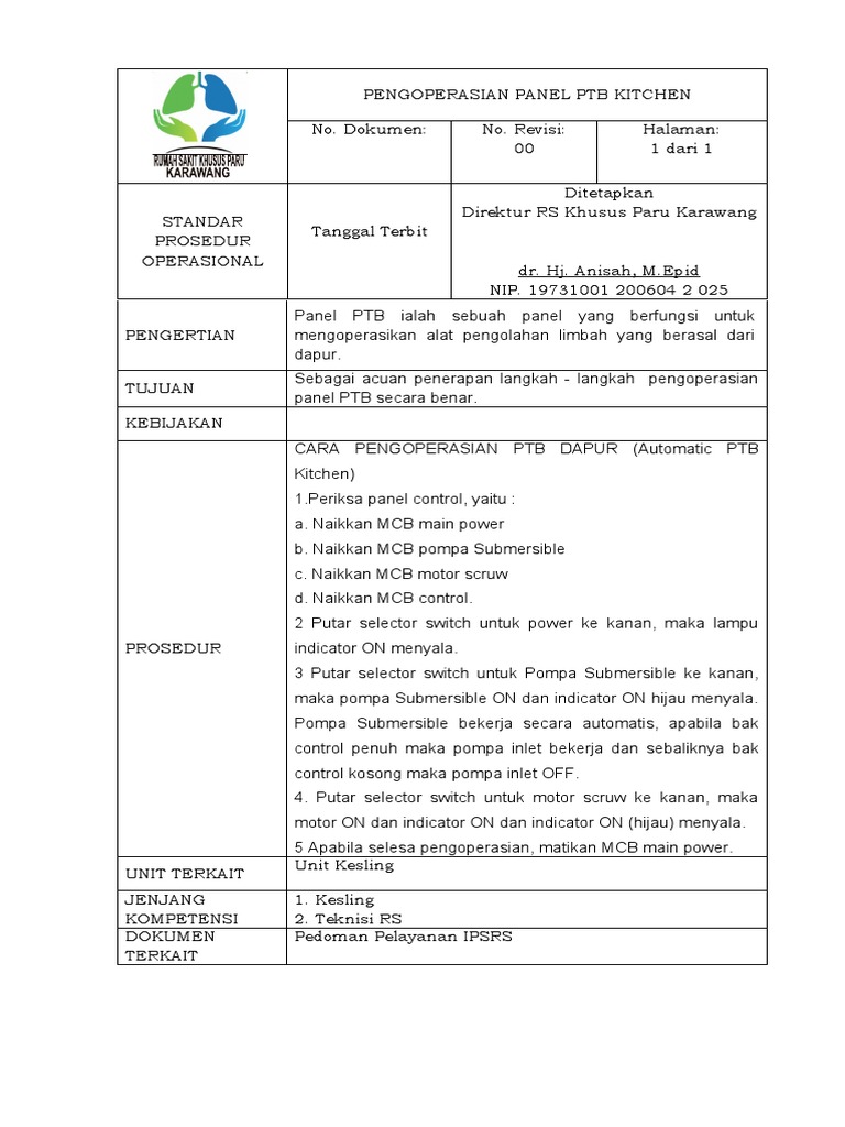 Sop Panel Kitchen | PDF