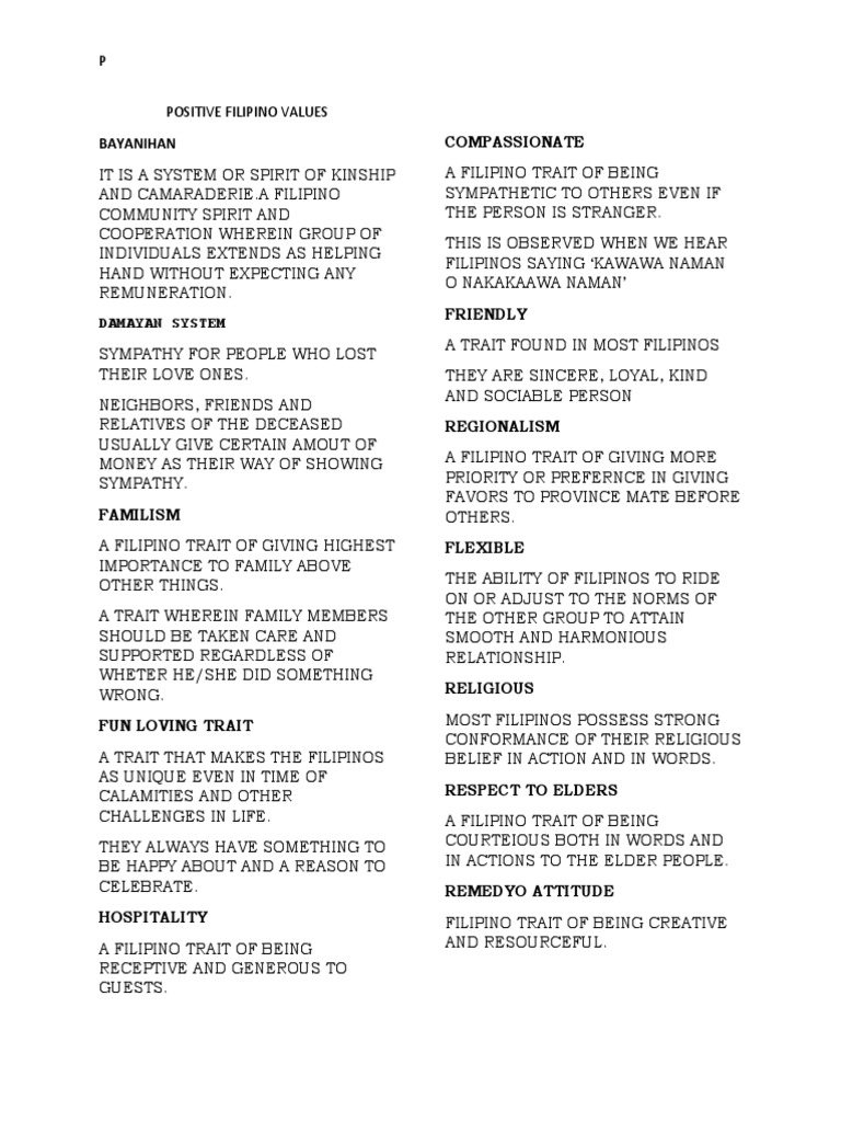 Positive Filipino Values | PDF | Philosophical Theories | Social ...