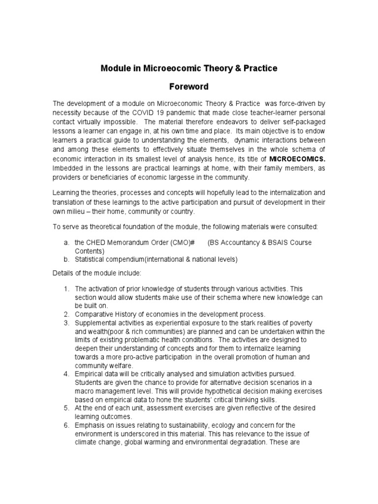 Micro Module 1 Package 1 | PDF | Economics | Microeconomics