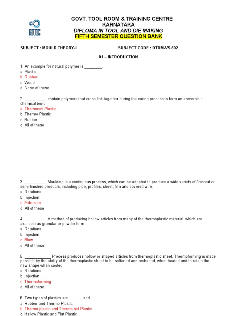 Question Bank MCQ Moulds | PDF | Building Materials | Chemistry