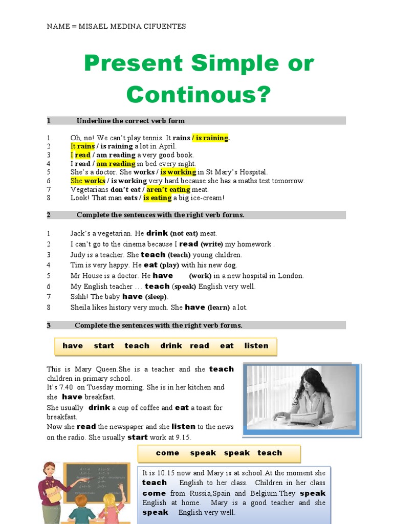 qUIZ 1 - Pre Sim Vs Pre Contin ENGLISH III | PDF