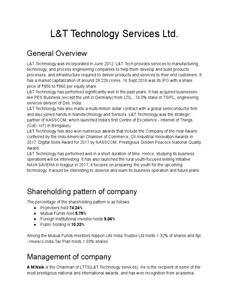 L&T Technology Services Ltd. | PDF | Stocks | Microsoft