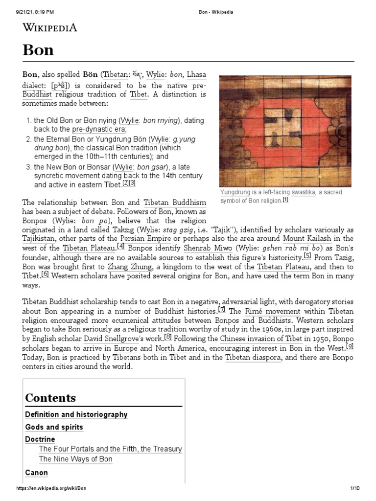 Bon, Also Spelled Bön (Tibetan:: Drung Bon), The Classical Bon ...