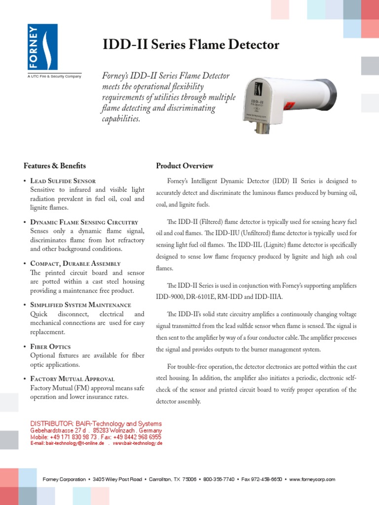 IDD-II Series Flame Detector Overview | PDF | Detector (Radio) | Sensor