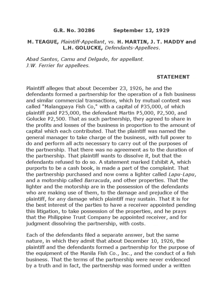 Teague vs. Martin | PDF | Lawsuit | Partnership