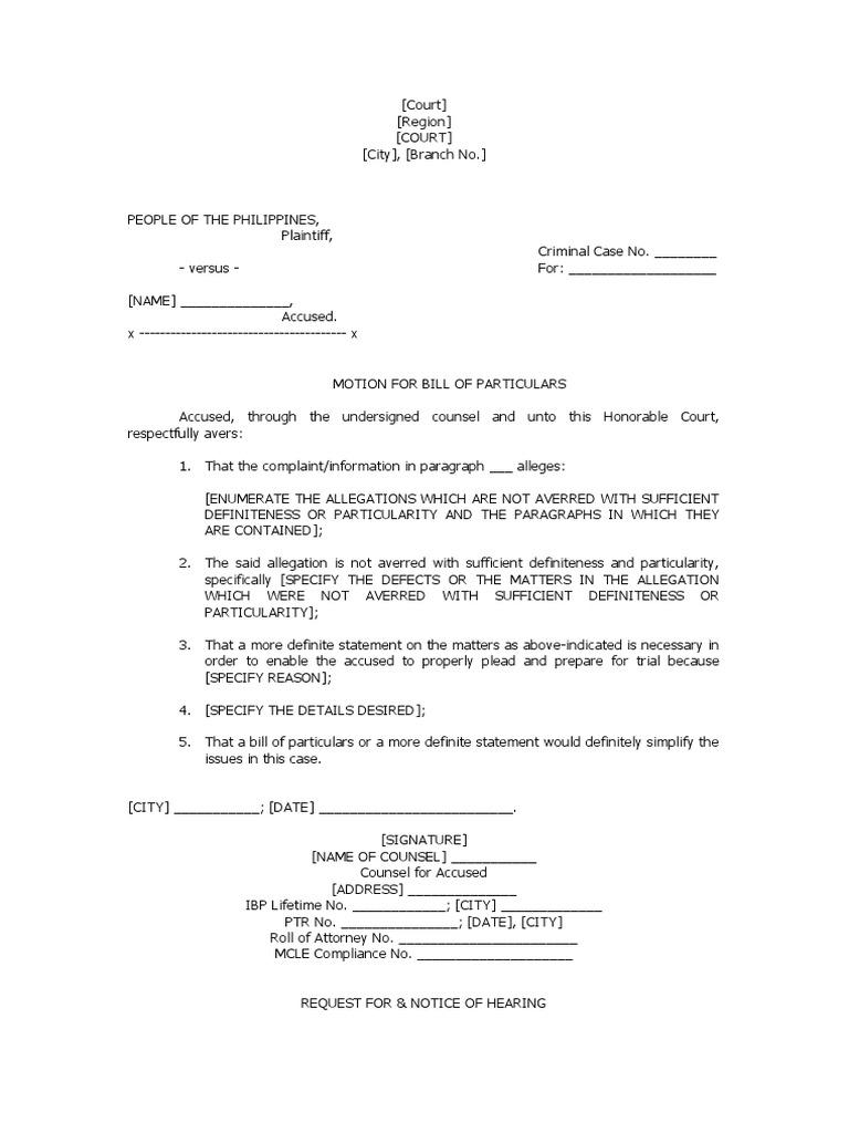 Bill of Particulars Criminal Cases | Download Free PDF | Affidavit | Pleading