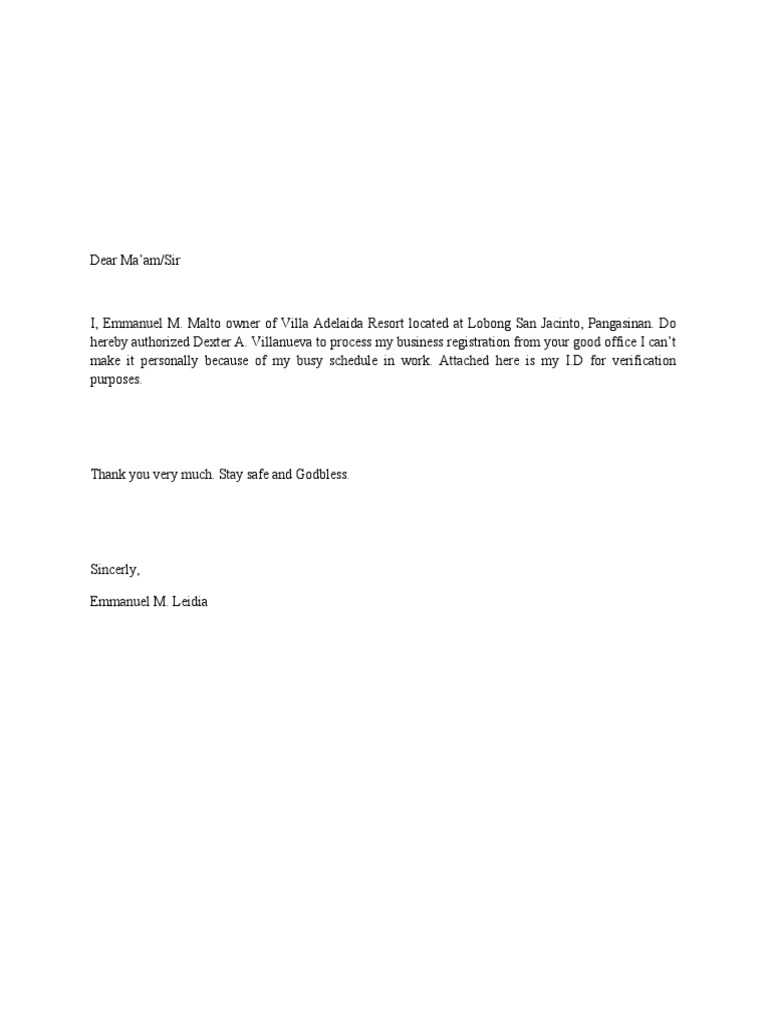 Authorization For Mayors Permit | PDF