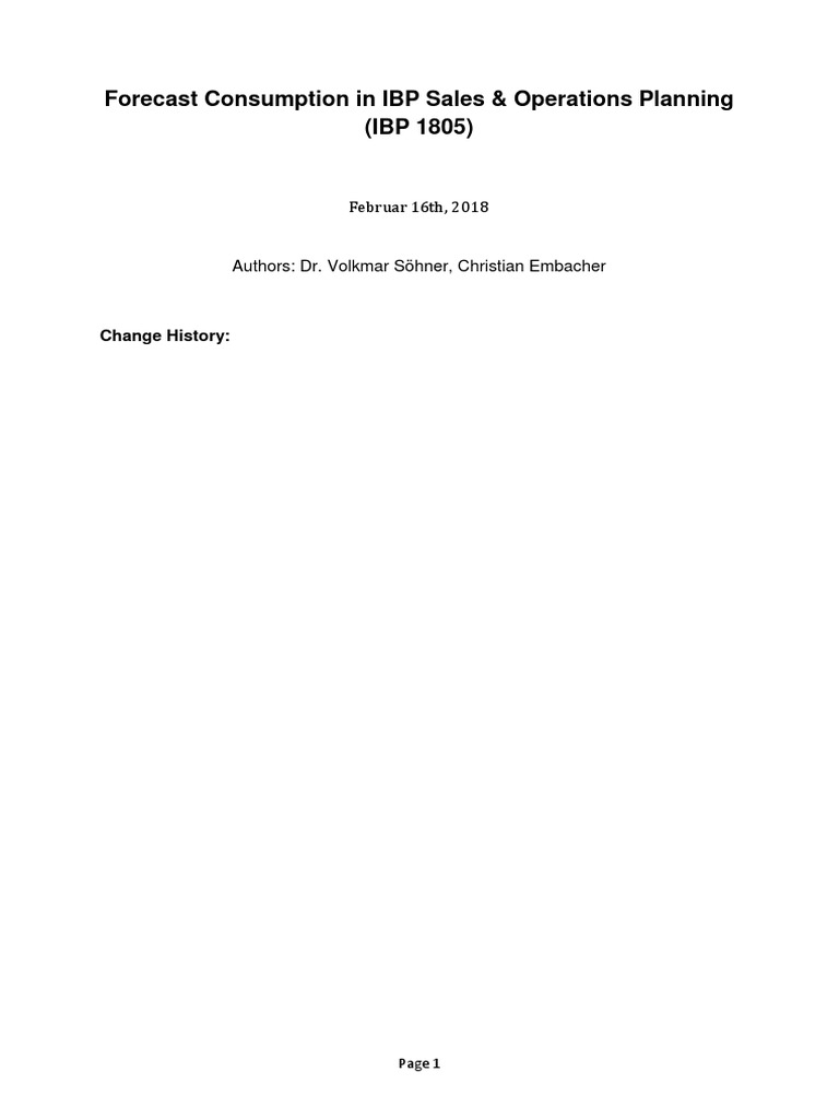 Forecast Consumption in S&OP Explained | PDF | Algorithms | Output ...