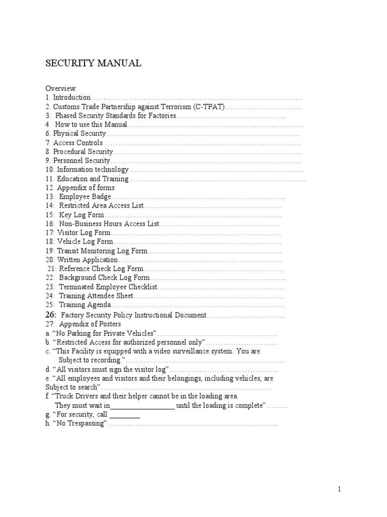 003 - Security Manual-DONE | PDF | Cargo | Containerization