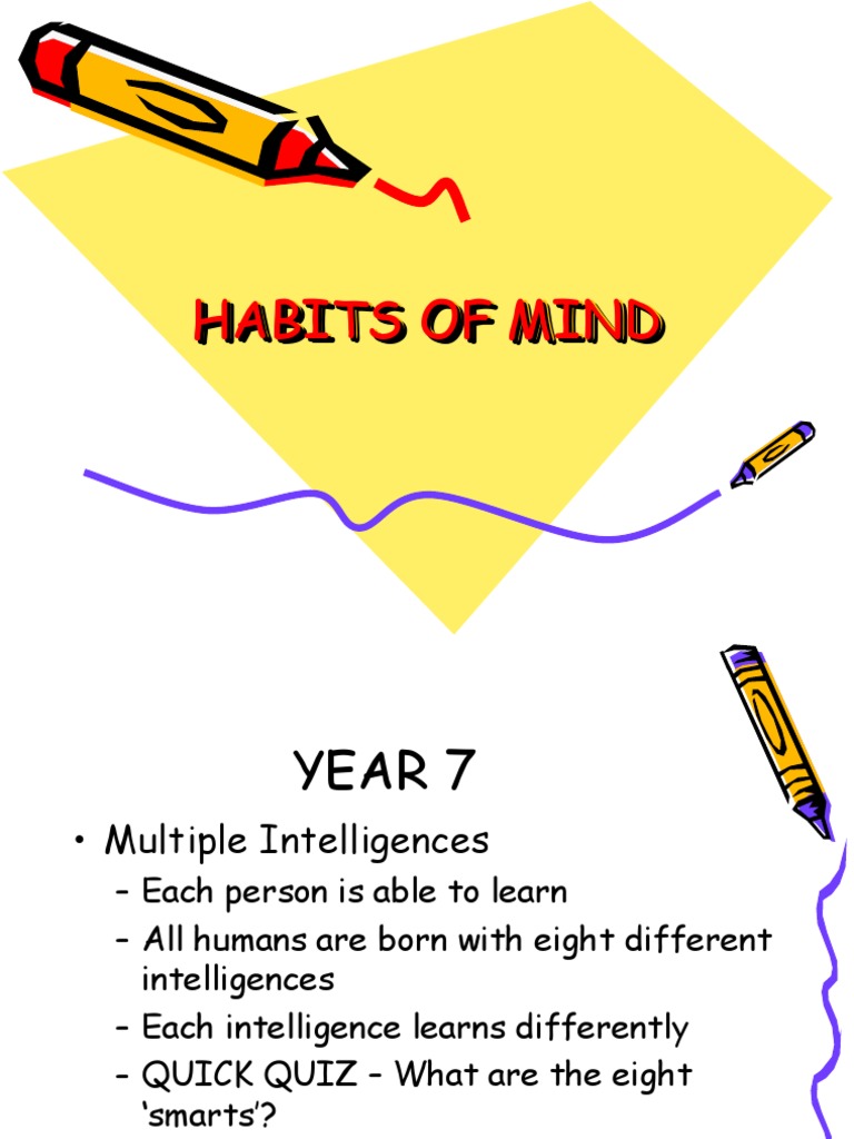 Habits of Mind Presentation To Students | PDF | Metacognition | Mind