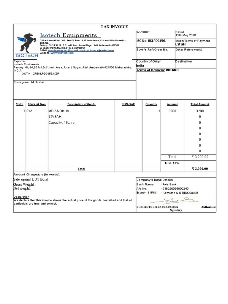 Tax Invoice Sample | PDF | Invoice | Economies