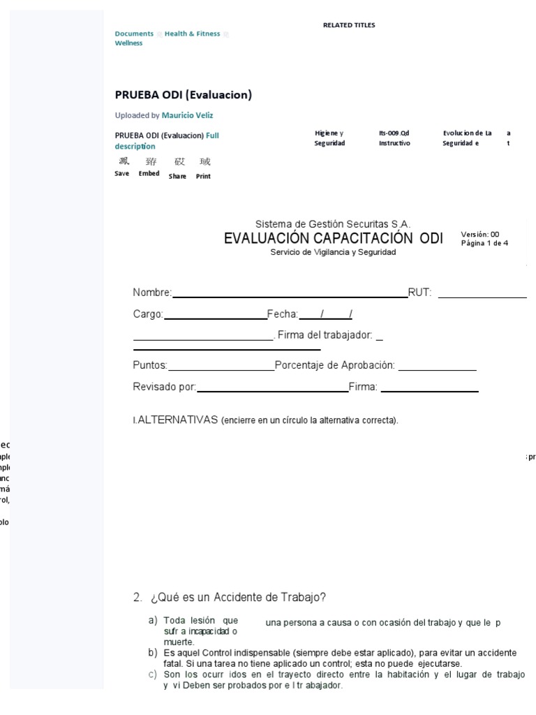 PDF Prueba Odi Evaluacion | PDF | Ciencias de la Salud