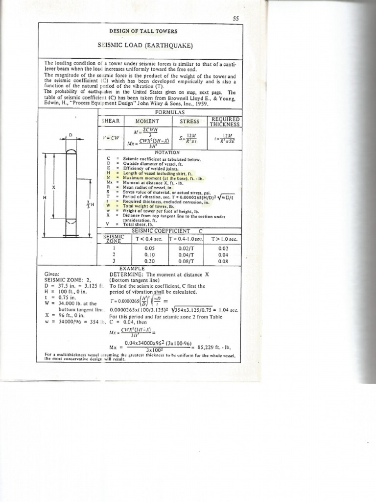 Design of Tall Towers - Earthquake Load Calculation | PDF